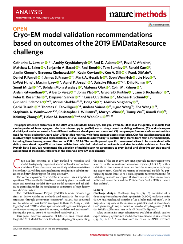 (PDF) Cryo-EM model validation recommendations based on outcomes of the 2019 EMDataResource ...