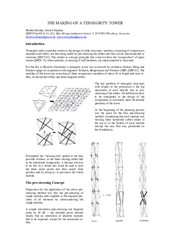 (PDF) The Making of a Tensegrity Tower