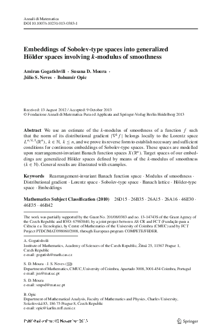 (PDF) Optimal Embeddings of Bessel-Potential-Type Spaces into Generalized Hölder Spaces ...