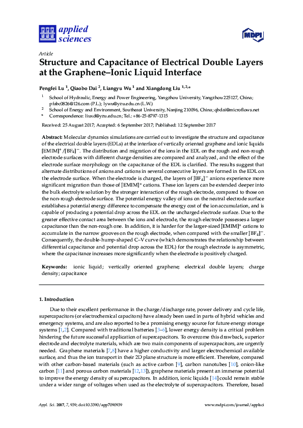 (PDF) Structure and Capacitance of Electrical Double Layers at the ...