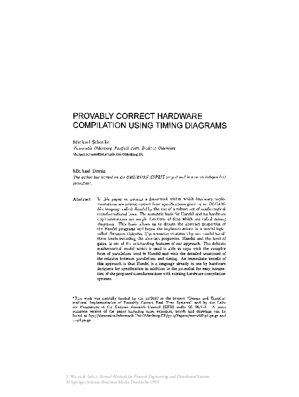 Pdf Provably Correct Hardware Compilation Using Timing Diagrams