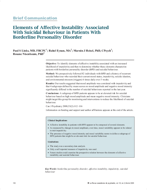 (PDF) Elements of affective instability associated with suicidal ...