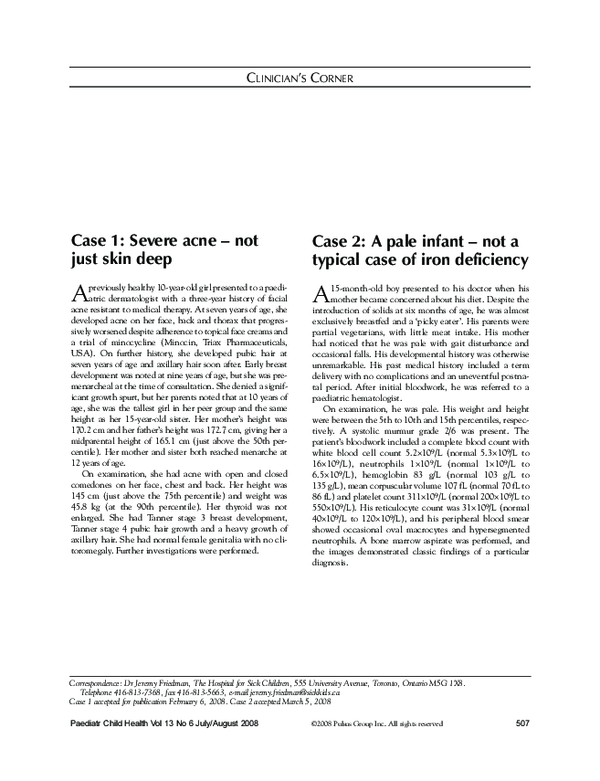 (PDF) Case 2: A pale infant - not a typical case of iron deficiency
