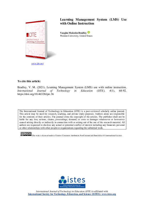 (PDF) Learning Management System (LMS) Use with Online Instruction
