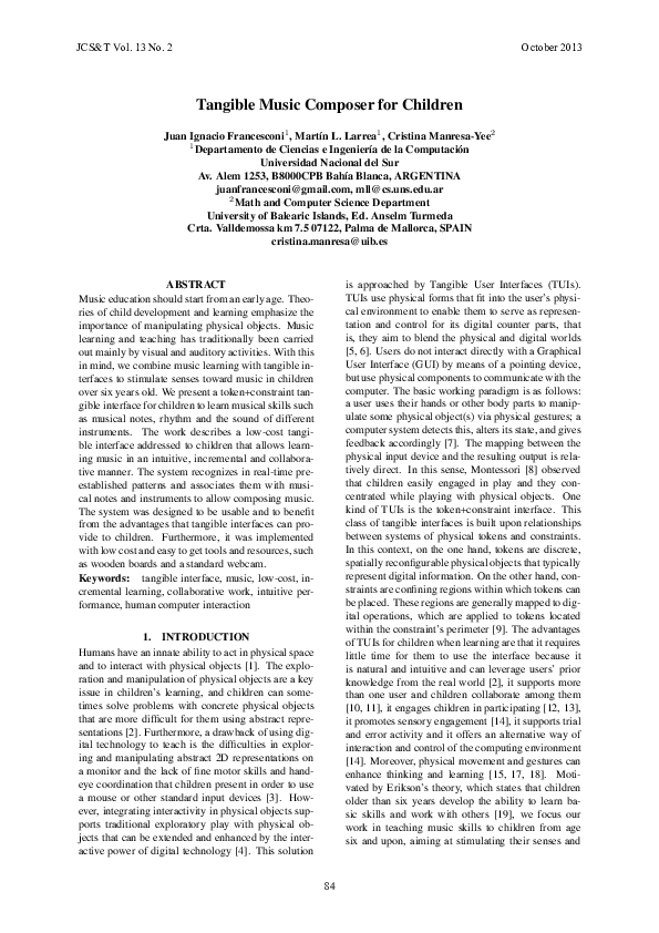 (PDF) Interactive Tangible Music Learning Tool for Children