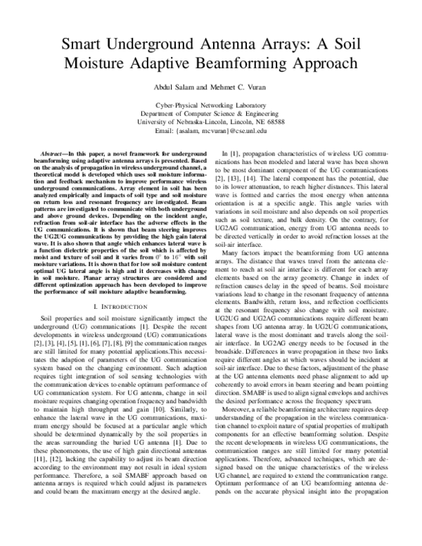 (PDF) Smart Underground Antenna Arrays: A Soil Moisture Adaptive Beamforming Approach