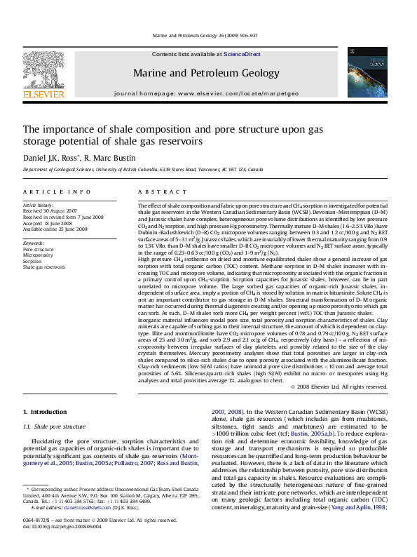 (PDF) The Importance of Shale Composition and Pore Structure Upon Gas ...