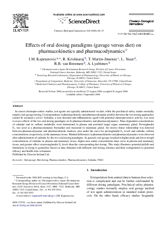 (PDF) Effects of oral dosing paradigms (gavage versus diet) on ...
