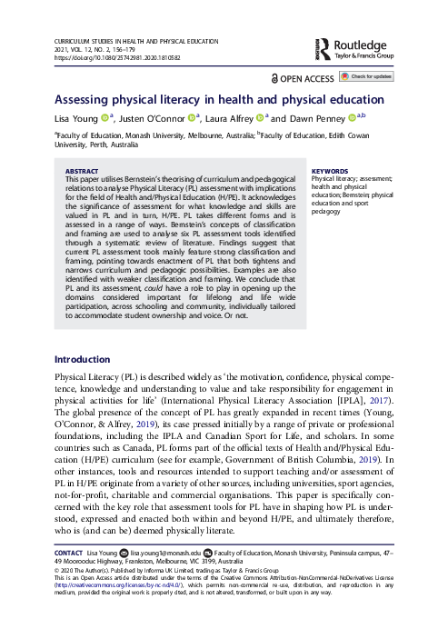 (PDF) Assessing physical literacy in health and physical education