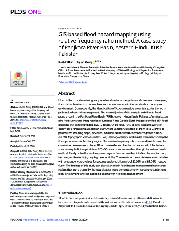 (PDF) GIS-based flood hazard mapping using relative frequency ratio method: A case study of ...