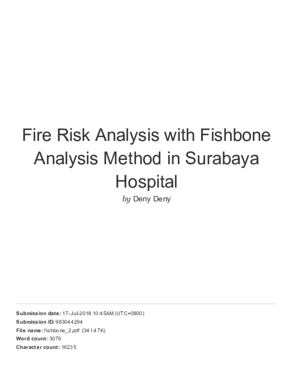 (PDF) Fire risk Analysis with Fishbone Analysis Method in Surabaya Hospital
