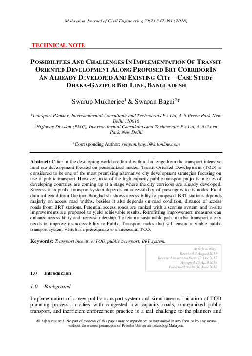 (PDF) Possibilities and Challenges in Implementation of Transit Oriented Development Along ...