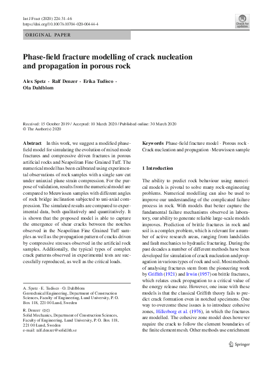 (PDF) Phase-field fracture modelling of crack nucleation and ...