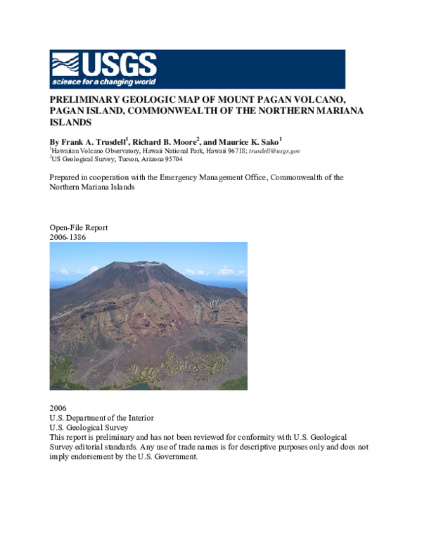 (PDF) Preliminary Geologic Map of Mount Pagan Volcano, Pagan Island ...