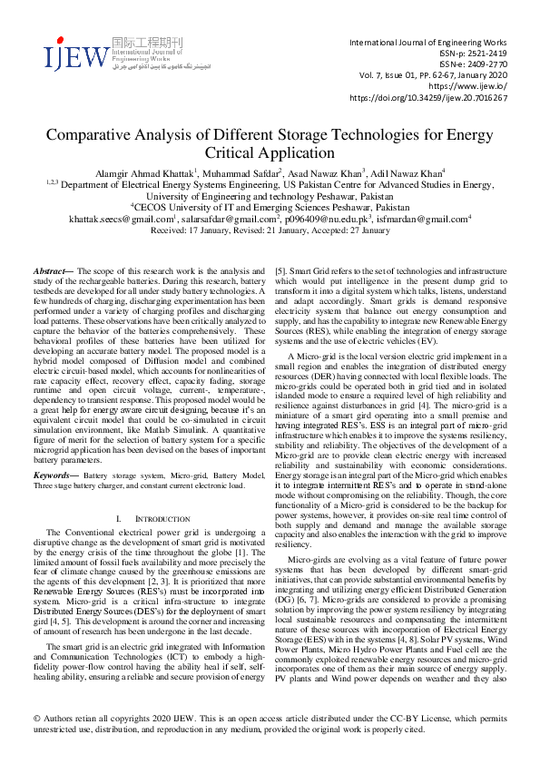 (PDF) Comparative Analysis of Different Storage Technologies for Energy ...