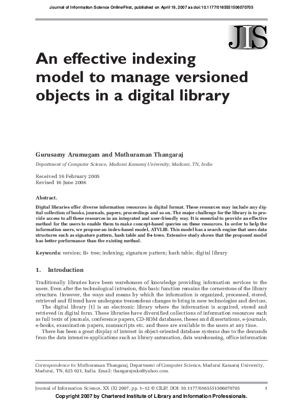 (PDF) An effective indexing model to manage versioned objects in a ...