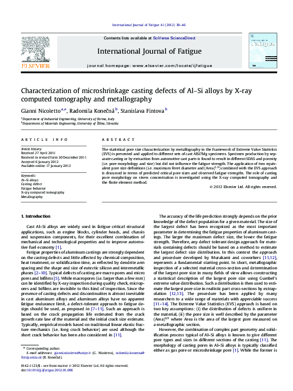 (PDF) Characterization of microshrinkage casting defects of Al–Si ...