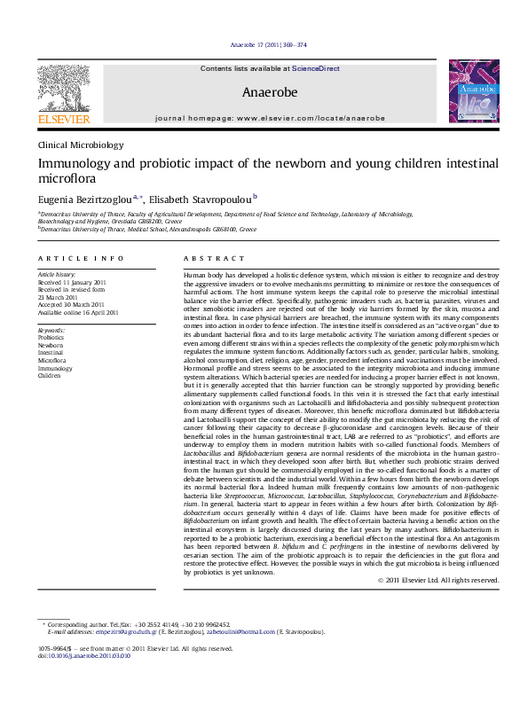 (PDF) Immunology and probiotic impact of the newborn and young children ...