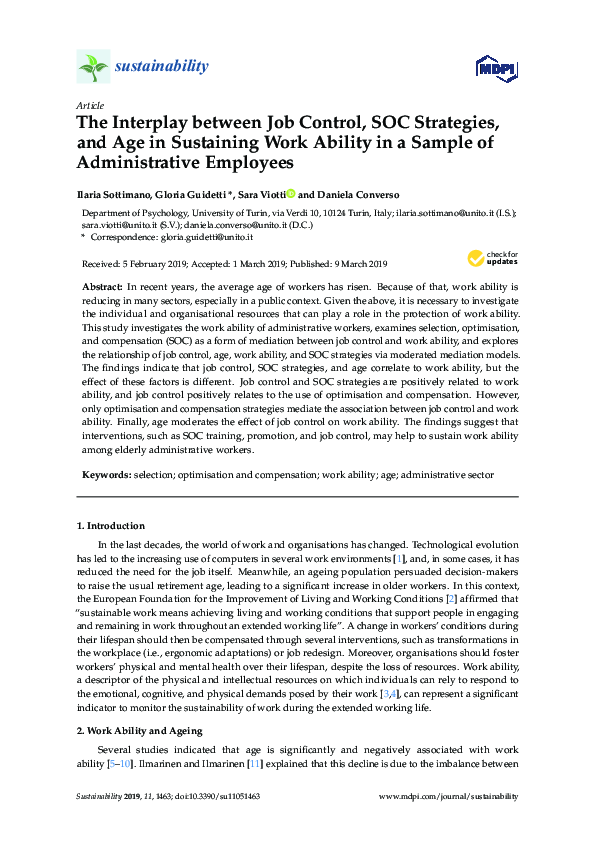 (PDF) The Interplay between Job Control, SOC Strategies, and Age in ...