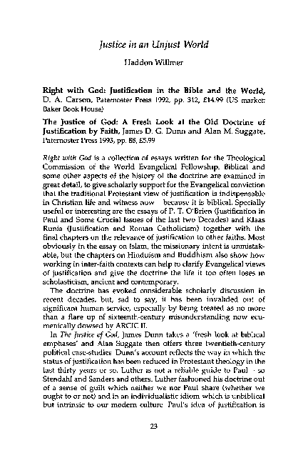 (PDF) Justice in an Unjust World