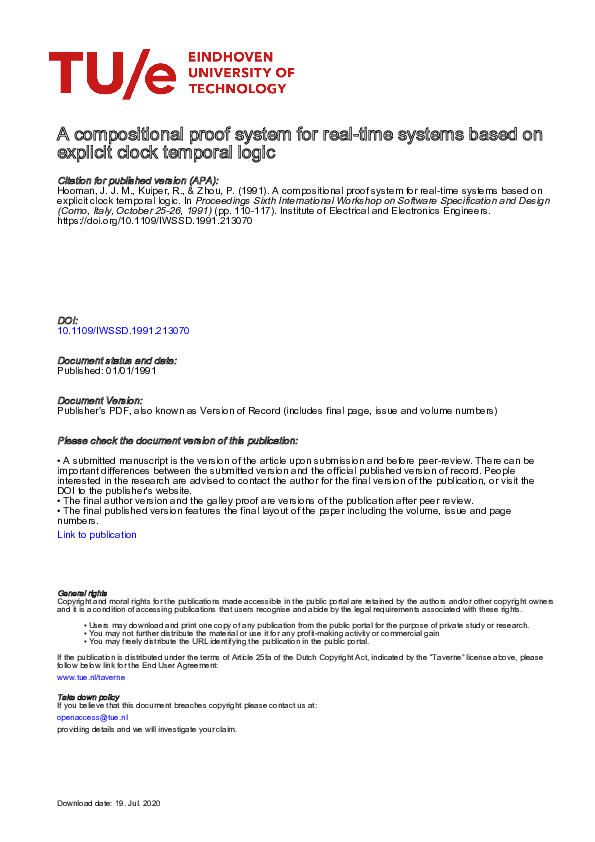 Pdf A Compositional Proof System For Real Time Systems Based On
