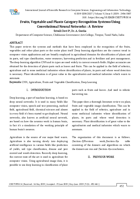 (PDF) Fruits, Vegetable and Plants Category Recognition Systems Using ...