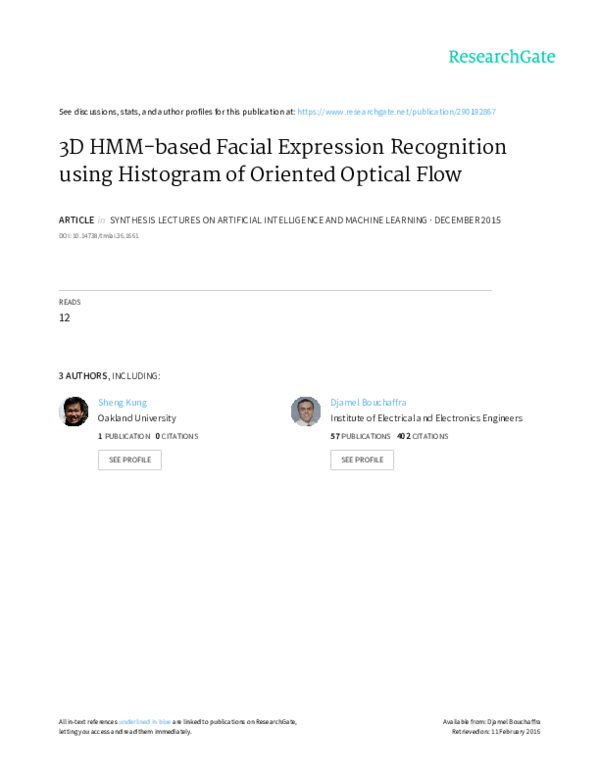 (PDF) 3D HMM-based Facial Expression Recognition using Histogram of Oriented Optical Flow
