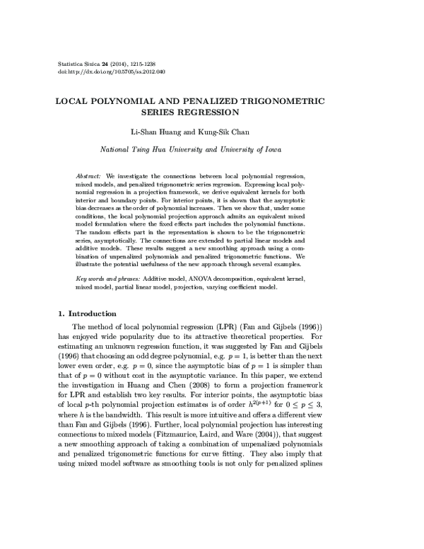 Pdf Local Polynomial And Penalized Trigonometric Series Regression 