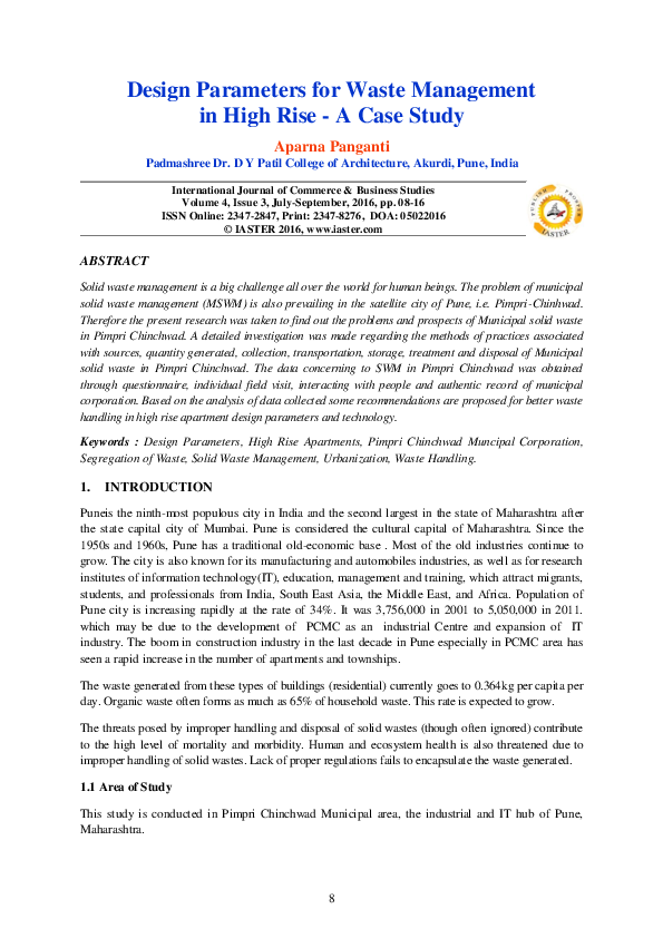 (PDF) Design Parameters for Waste Management in High Rise - A Case Study