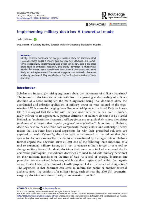 (PDF) Implementing military doctrine: A theoretical model