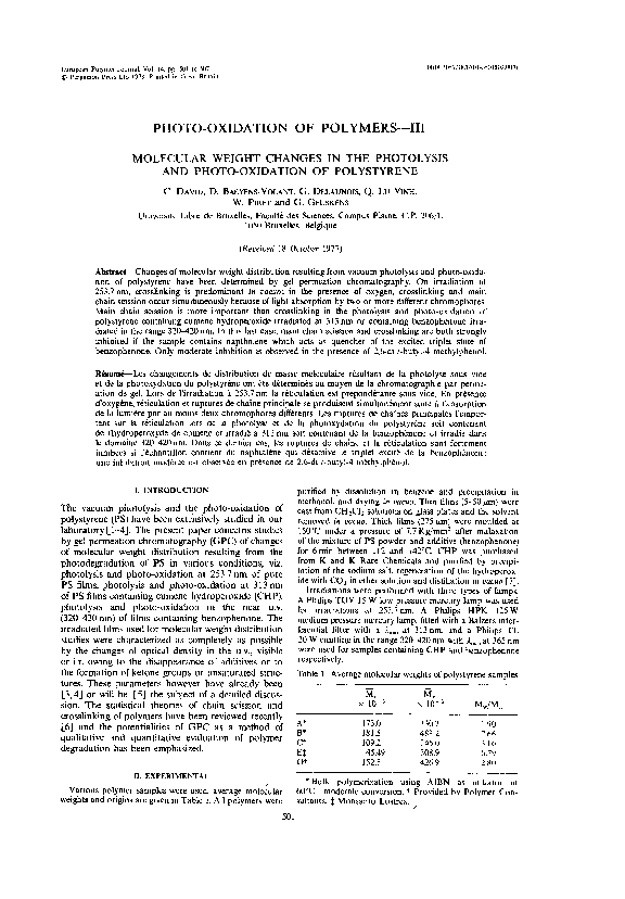 (PDF) Photo-oxidation of polymers—III