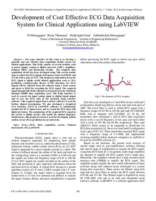 Pdf Development Of Cost Effective Ecg Data Acquisition System For