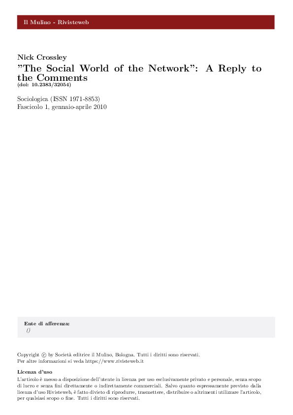 (PDF) The Social World of the Network": A Reply to the Comments | Nick ...
