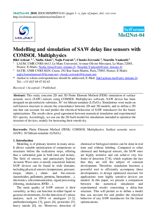 (PDF) Modelling and simulation of SAW delay line sensors with COMSOL ...