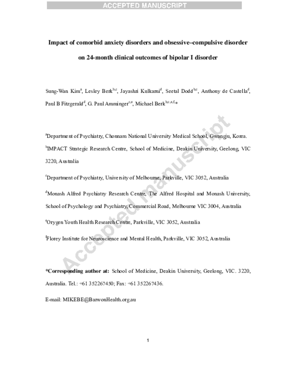 (PDF) Impact of comorbid anxiety disorders and obsessive–compulsive ...