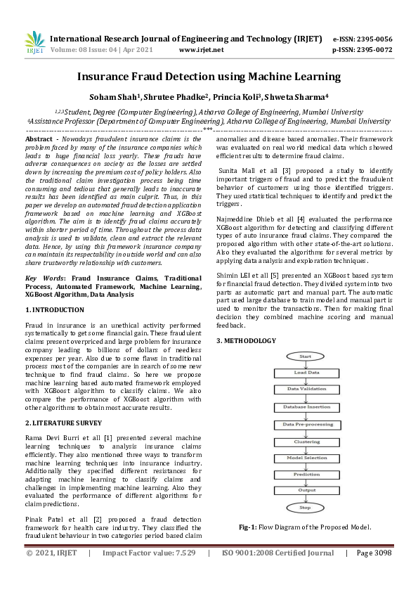(PDF) IRJET- Insurance Fraud Detection using Machine Learning