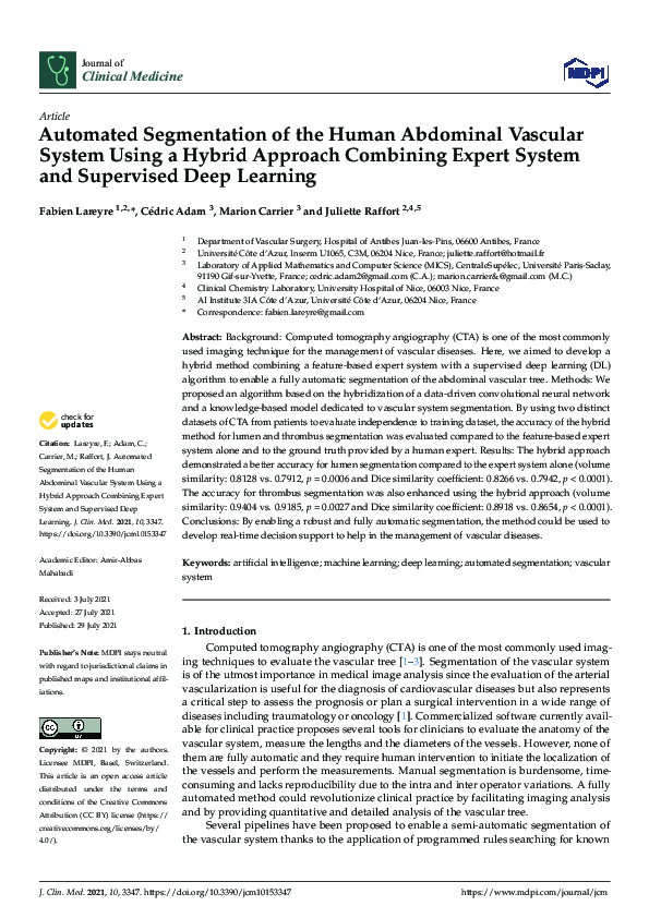Pdf Automated Segmentation Of The Human Abdominal Vascular System