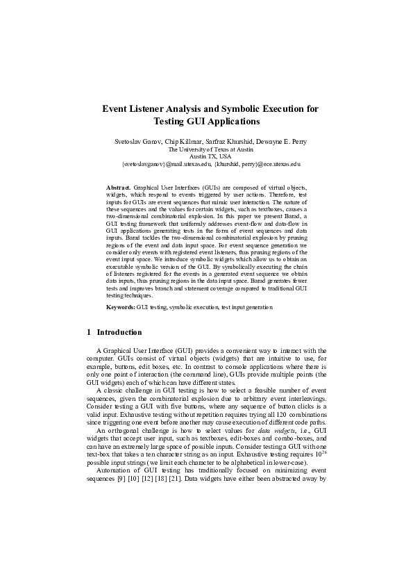 (PDF) Event Listener Analysis and Symbolic Execution for Testing GUI ...
