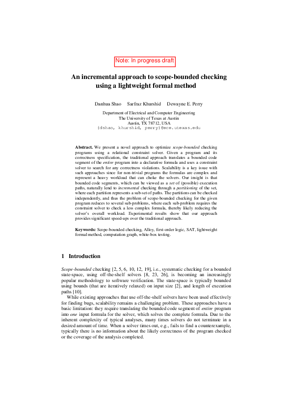 (PDF) An Incremental Approach to Scope-Bounded Checking Using a Lightweight Formal Method