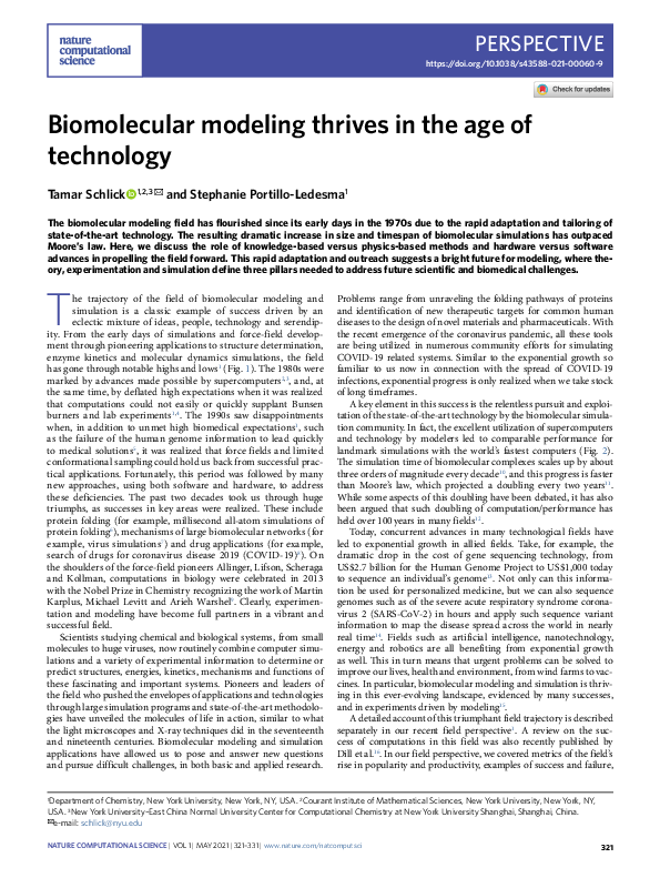 Pdf Biomolecular Modeling Thrives In The Age Of Technology Tamar
