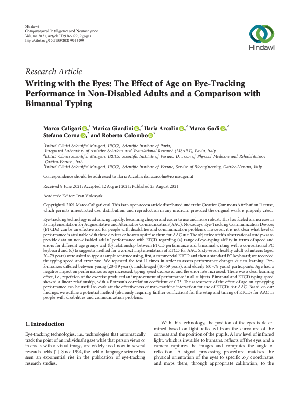 (PDF) Writing with the Eyes: The Effect of Age on Eye-Tracking ...