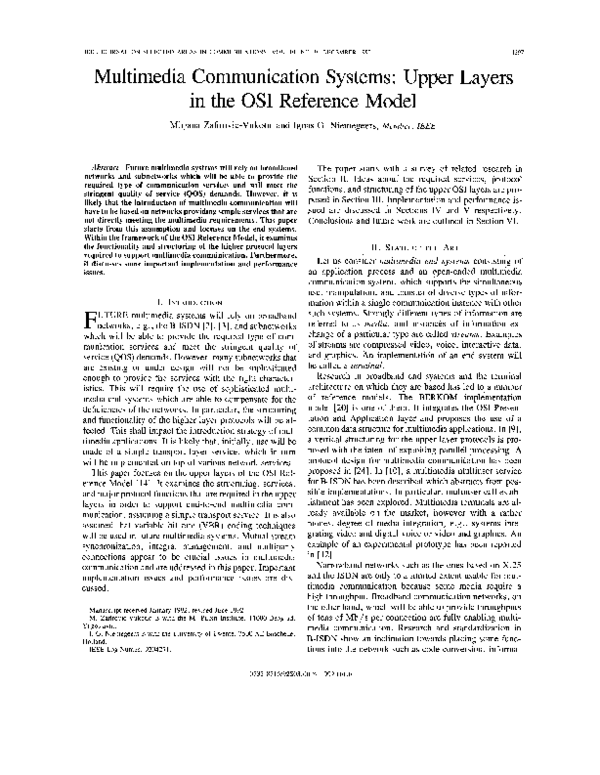 (PDF) Multimedia communication systems: upper layers in the OSI ...