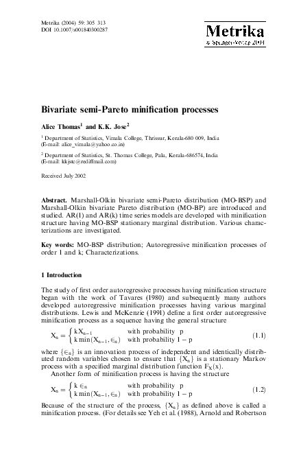 (PDF) Bivariate semi-Pareto minification processes