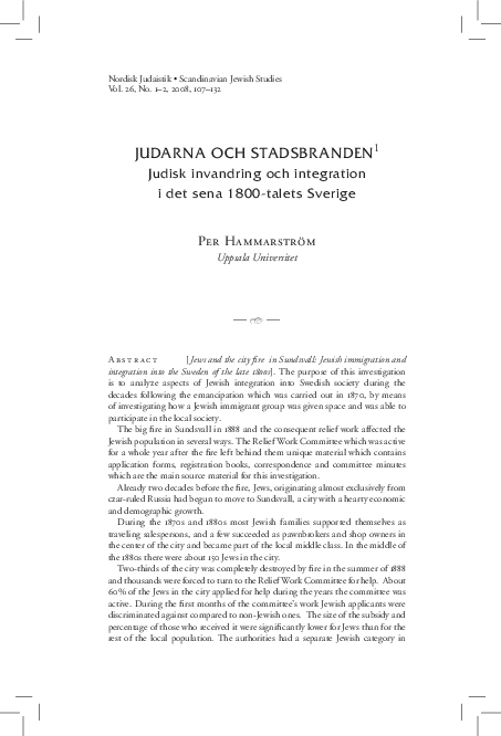 (PDF) Judarna och stadsbranden : Judisk invandring och integration i ...