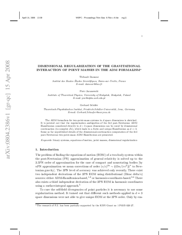 (PDF) Dimensional Regularization of the Gravitational Interaction of ...