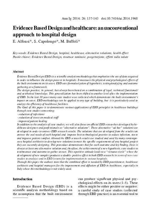 (PDF) Evidence Based Design and healthcare: an unconventional approach ...