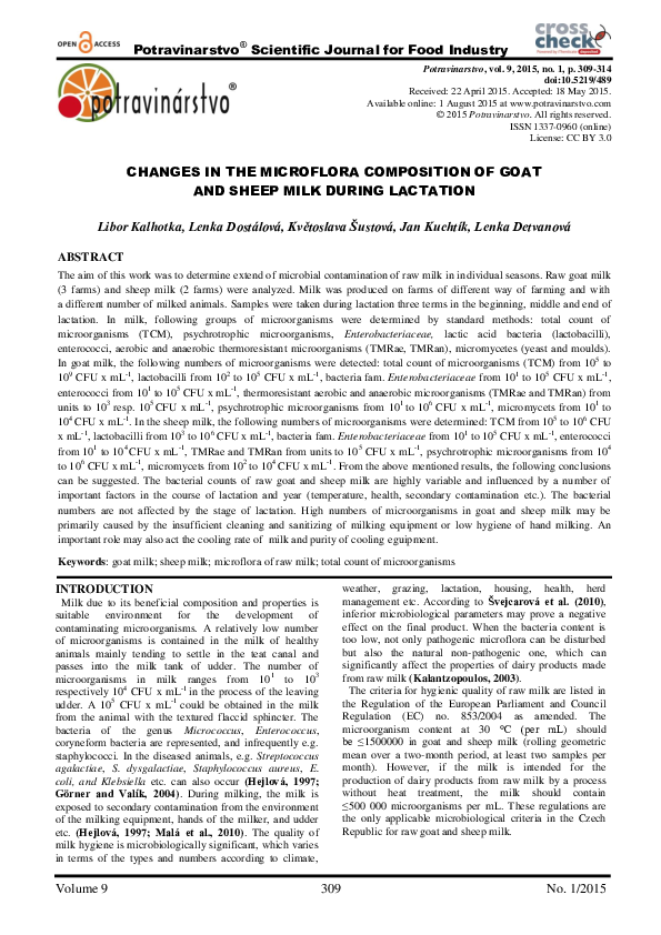 (PDF) Changes in the microflora composition of goat and sheep milk ...