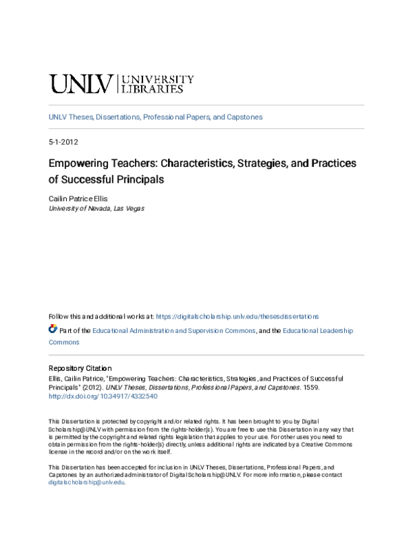 (PDF) Empowering Teachers: Characteristics, Strategies, and Practices ...
