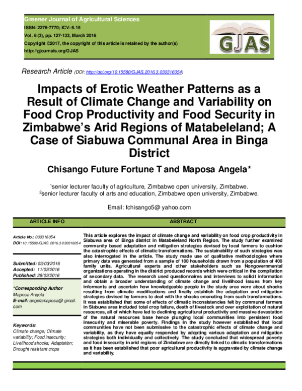 (PDF) Impacts of Erratic Weather Patterns as a Result of Climate Change ...