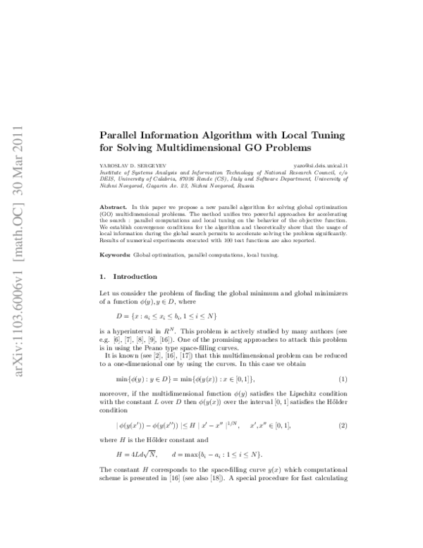 (PDF) Local tuning and partition strategies for diagonal GO methods | Yaroslav Sergeyev ...